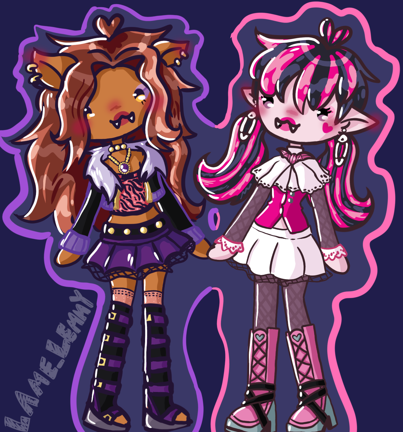🐺Clawdeen Wolf & Draculaura🦇 - ibisPaint