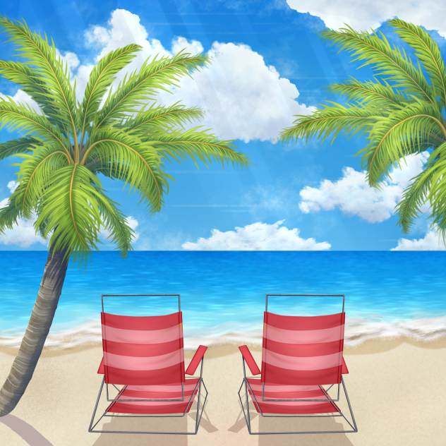 Sea and tree palms background - ibisPaint