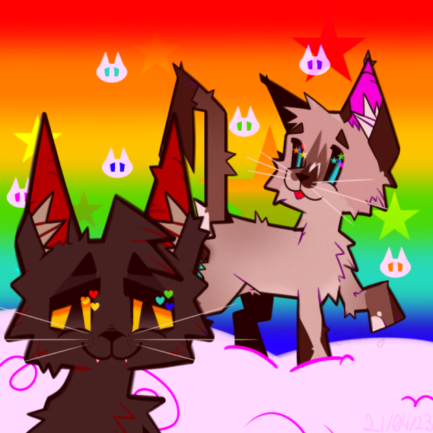 2 little cute cats - ibisPaint