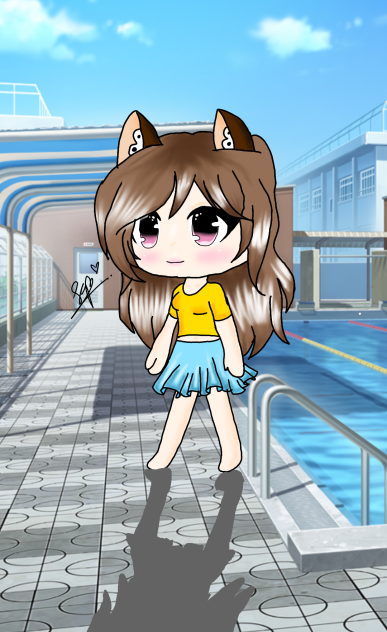 Sakura-Chan at the Pool - ibisPaint