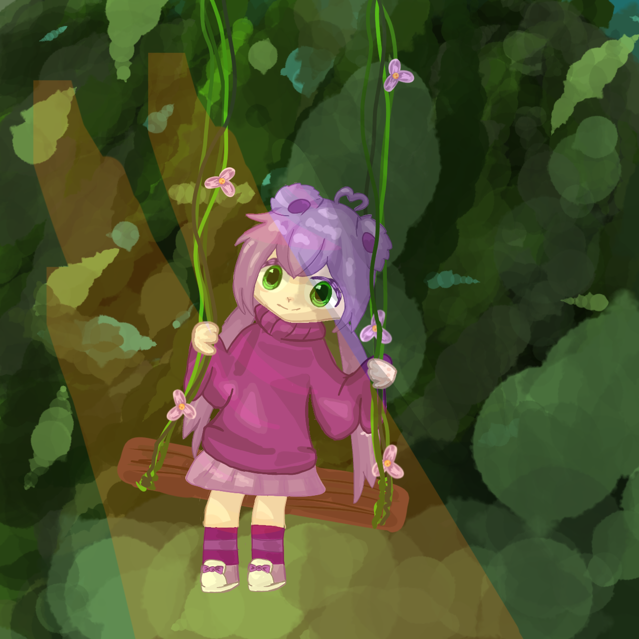 girl on a swing (девочка на качелях) - ibisPaint