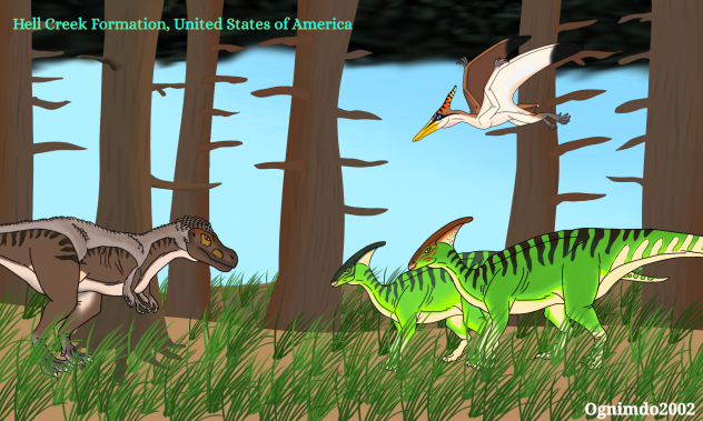 Hell Creek Formation with Dinosaurs - ibisPaint