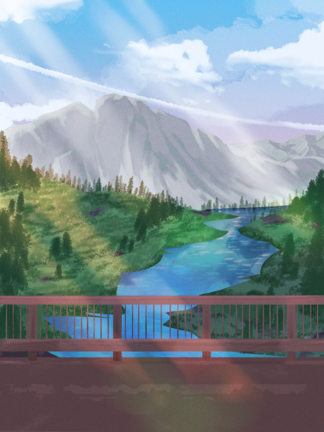 IBM2504 mountain view from a bridge b - ibisPaint