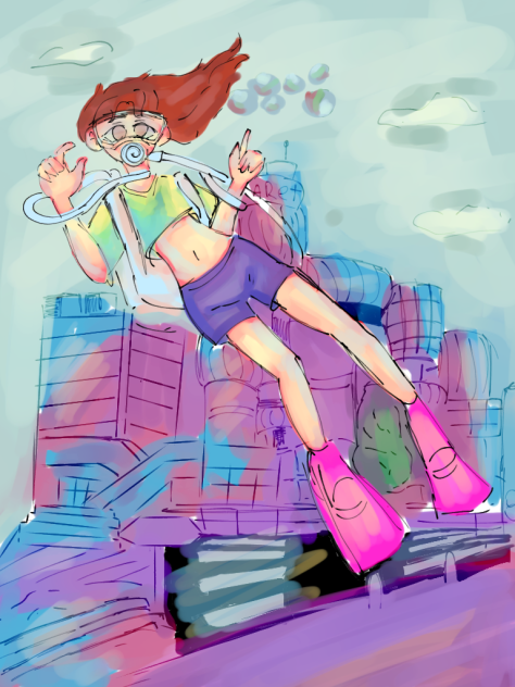 drawing Girl in the city - ibisPaint