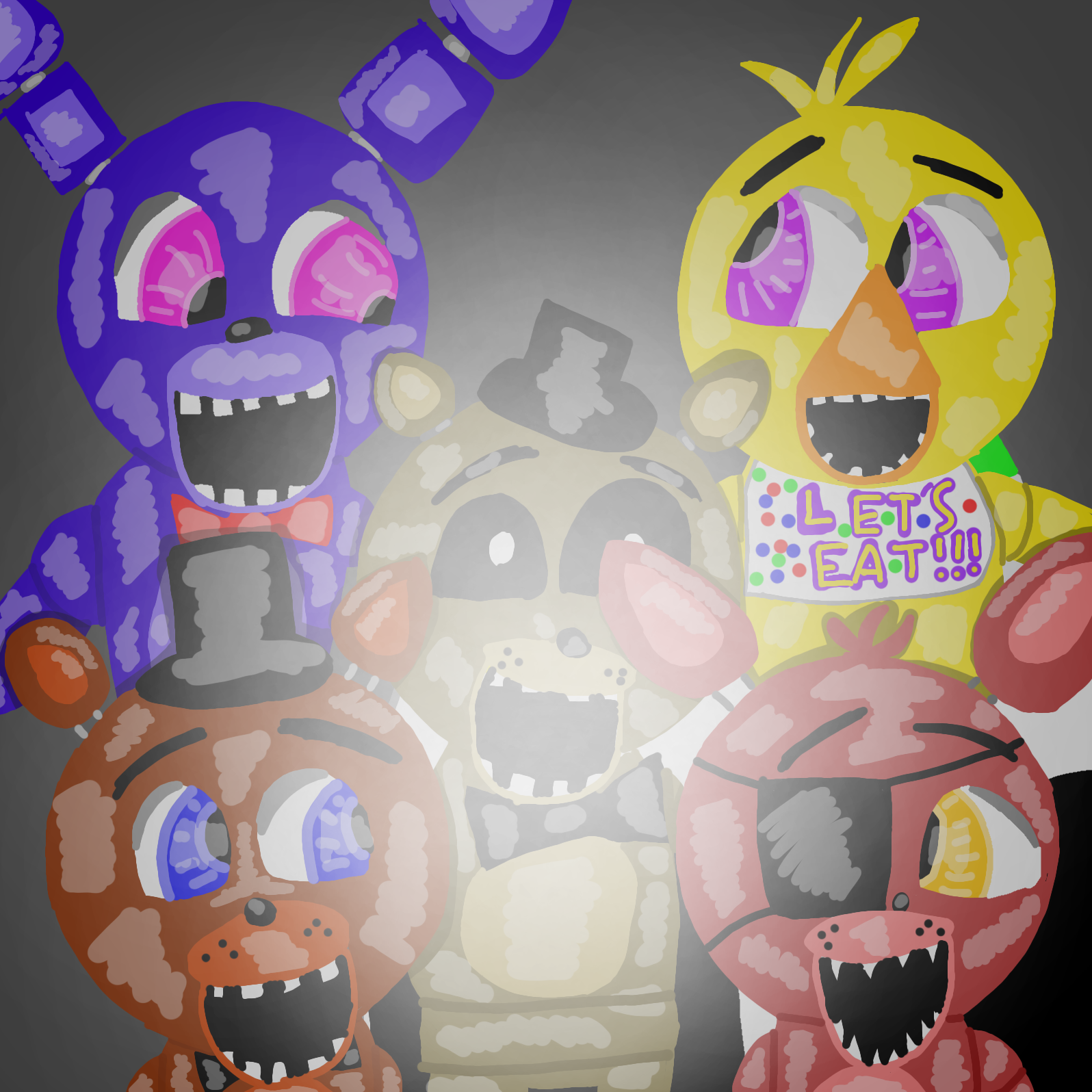 The FNaF 1 animatronics. - ibisPaint