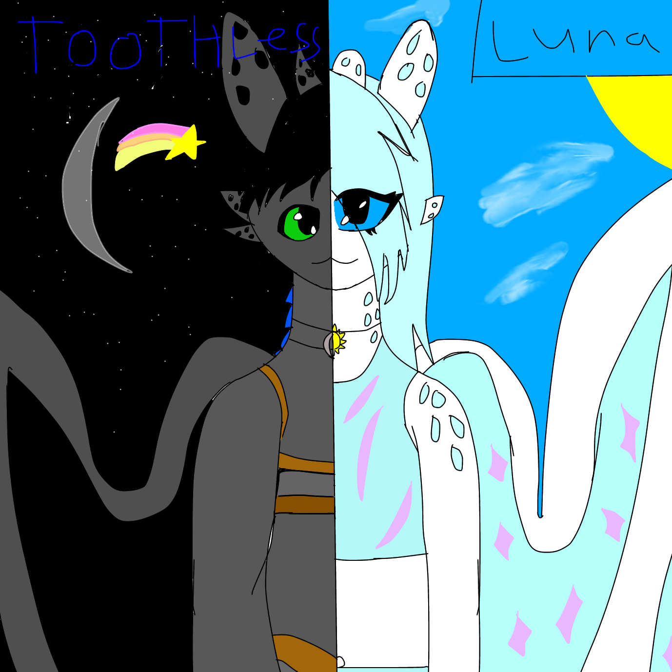 Toothless and Luna as humans - ibisPaint