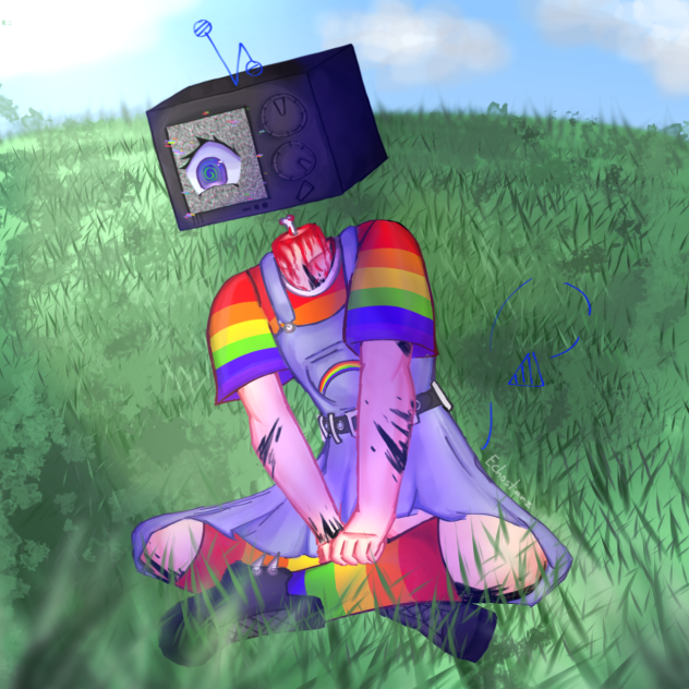 My OC sitting in grass - ibisPaint