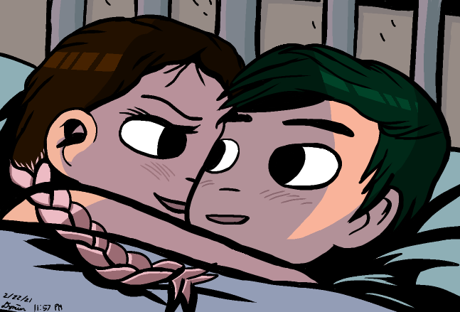 Melanie Turtor and Dymes Borgonia on bed - ibisPaint