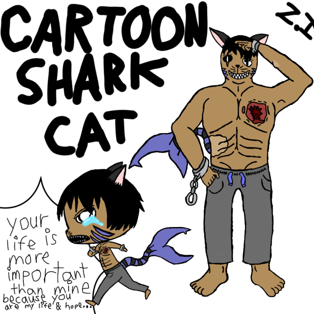 cartoon shark cat - ibisPaint