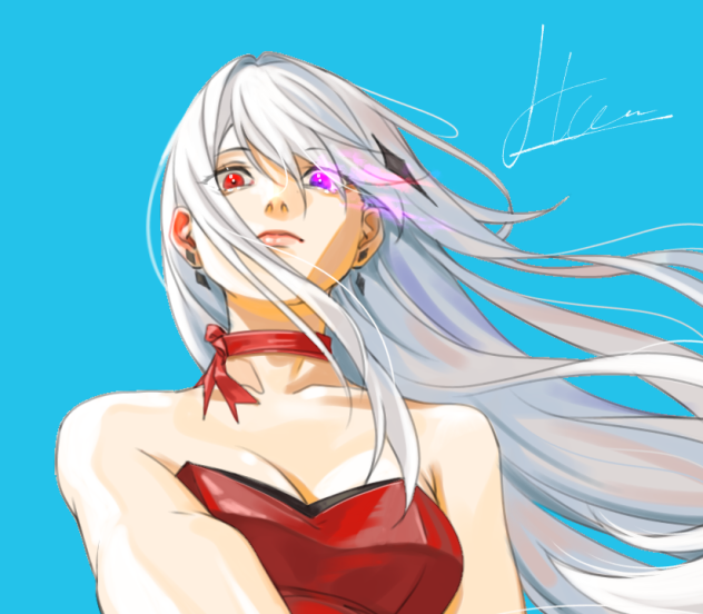 Red in blue - ibisPaint