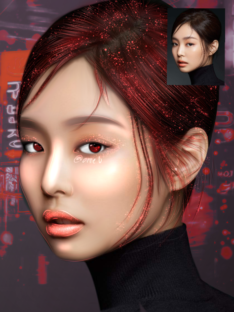 BlackPink Jennie Red Sparkle Manip Edit - ibisPaint