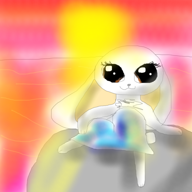 Bigsisterbunny sitting on a rock - ibisPaint