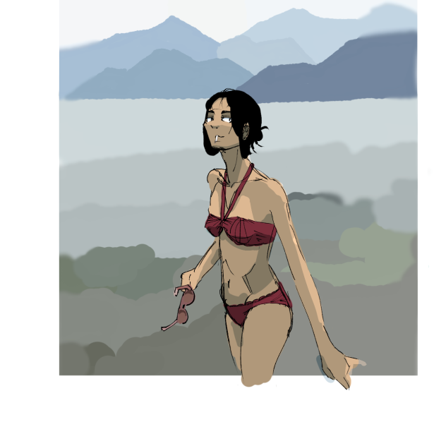 girl on the beach - ibisPaint