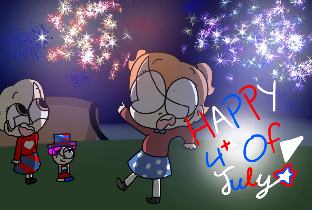 Happy 4th from Gurtrude Nell and Blob!!! - ibisPaint