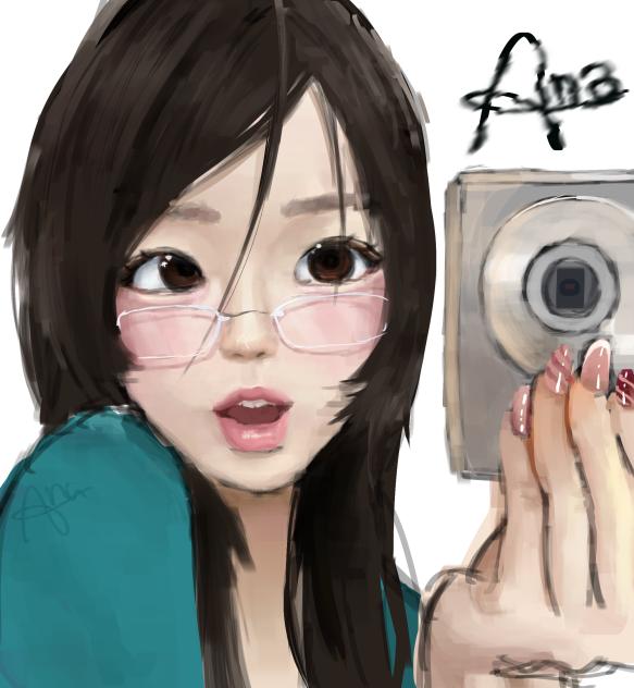 portrait girl with camera - ibisPaint