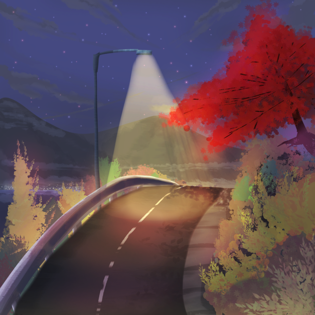 IBM1515 maple tree on the hill night - ibisPaint