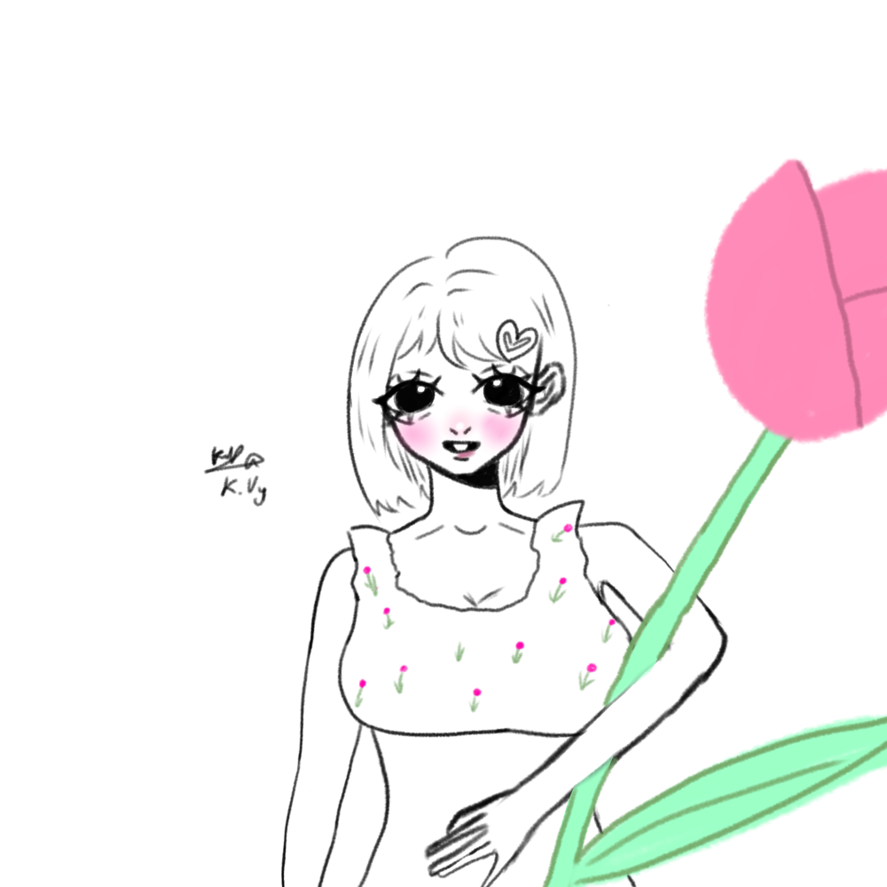 The girl and tulip - ibisPaint