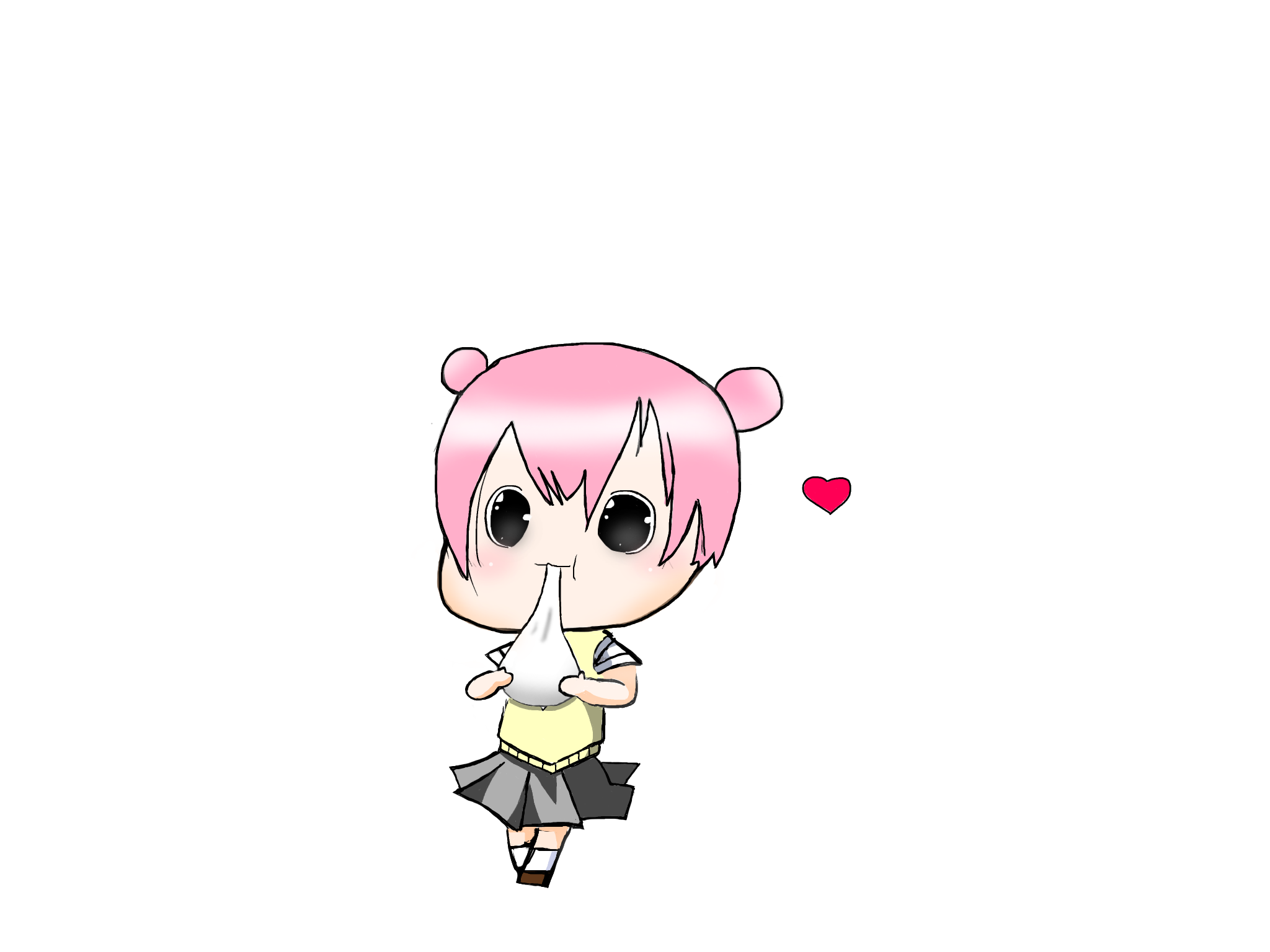 Chibi Girl Eating a Mochi Painting - ibisPaint