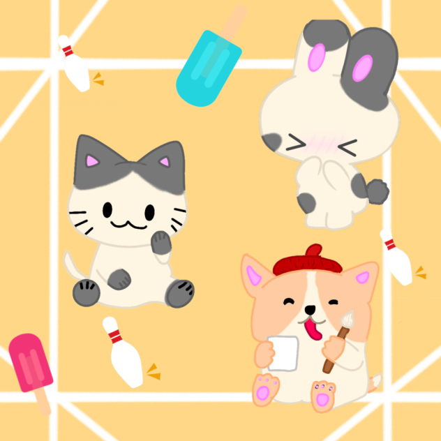 my 3 fav animals 🐰 😺 🐶 - ibisPaint