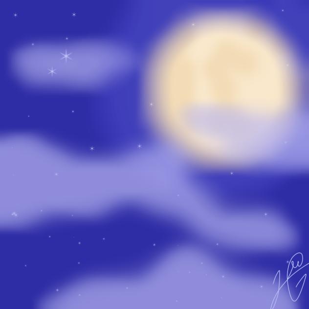 Beautiful full moon night - ibisPaint