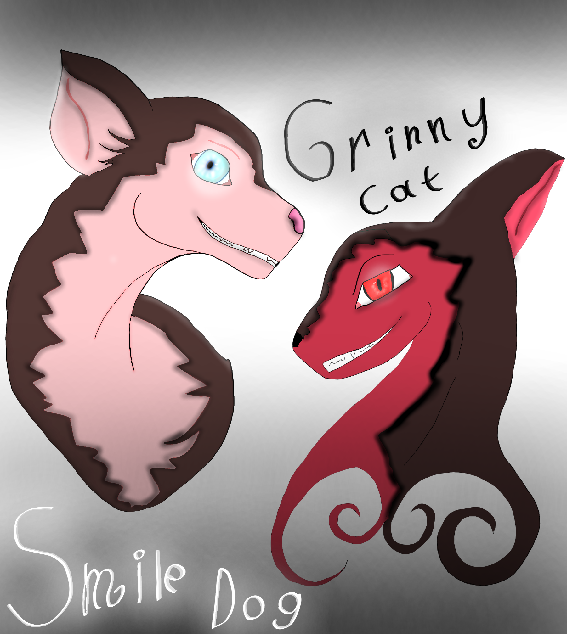 Grinny cat and Smile dog - ibisPaint