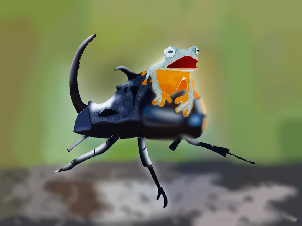 Frog on beetle - ibisPaint