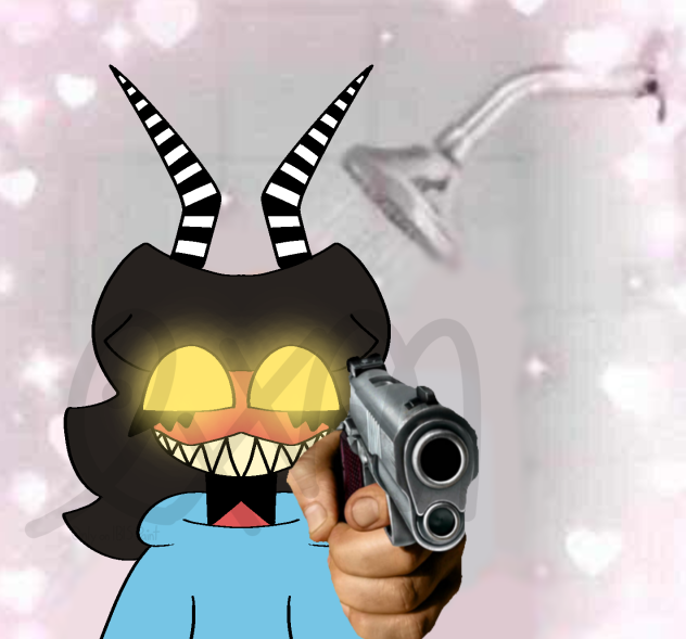 holds you at gun point cutely - ibisPaint