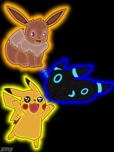 pikachu ,evoli,nachtara - ibisPaint