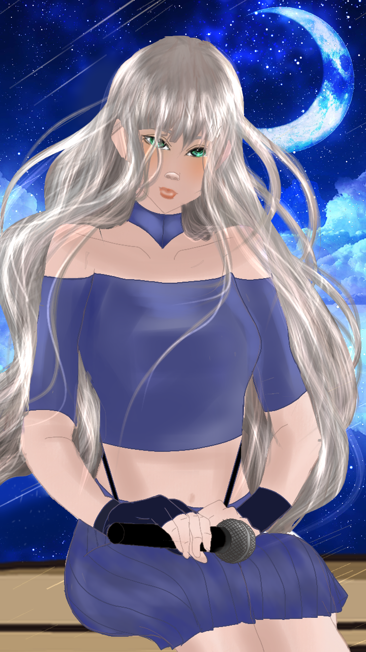 fille sous la lune-girl under the moon - ibisPaint
