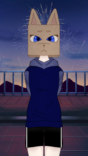 una caja de zorro en la cabeza - ibisPaint