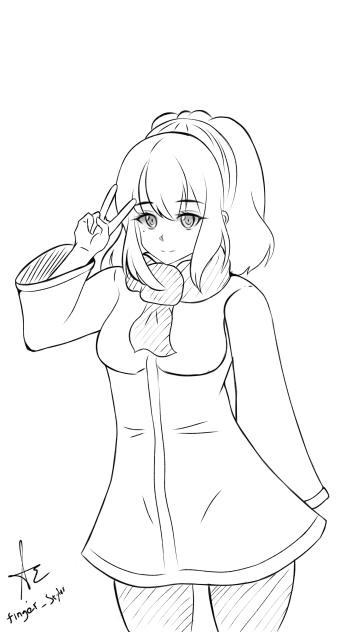 feeling cold ( Line art ) - ibisPaint