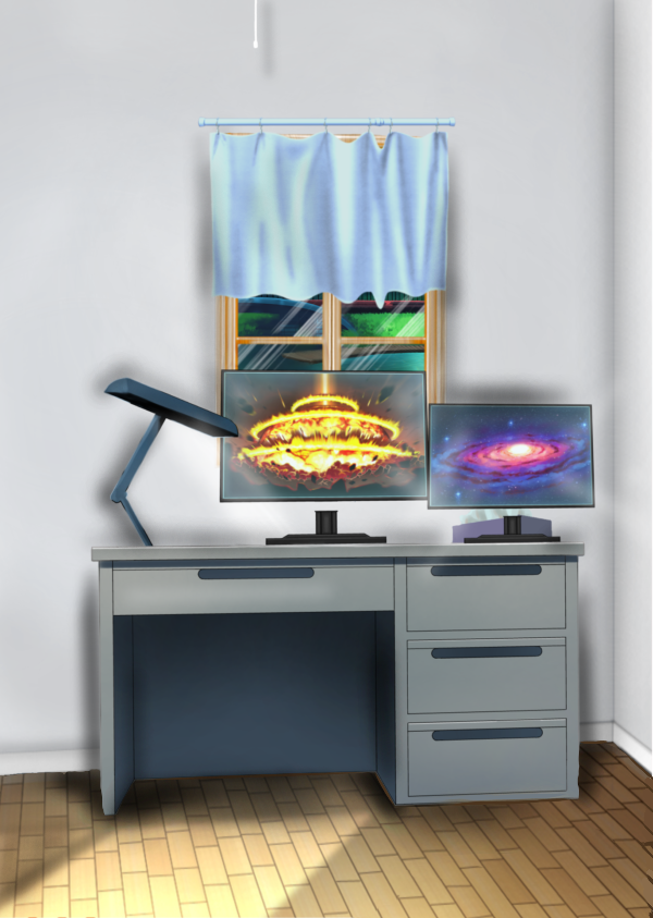 Gamer white room with curtain - ibisPaint