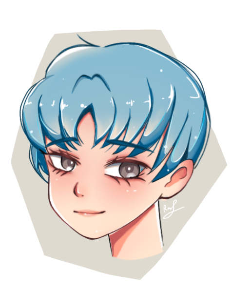 A blue-haired guy ~ Un mozo peliazul - ibisPaint