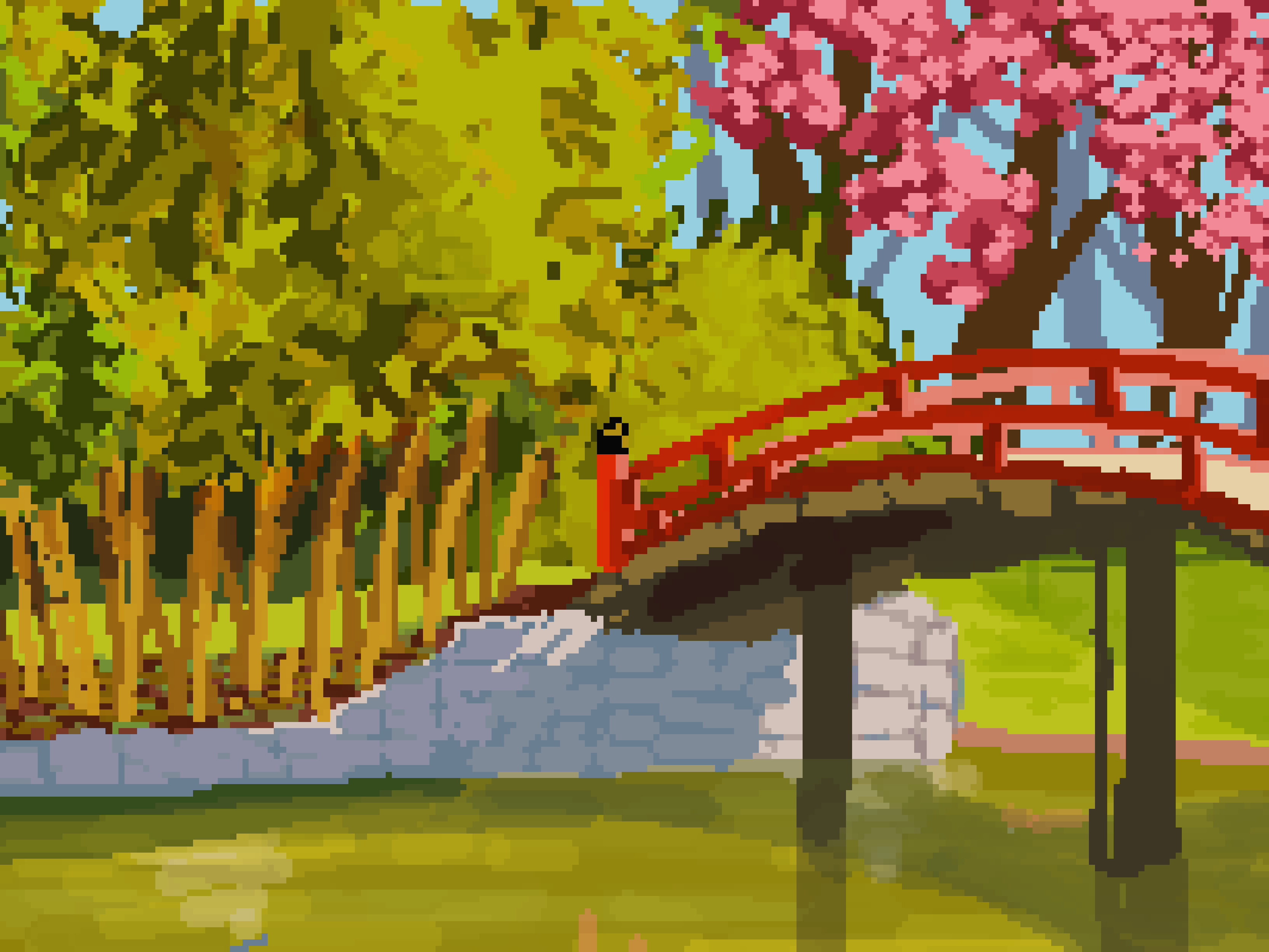 pixel spring scenery background - ibisPaint