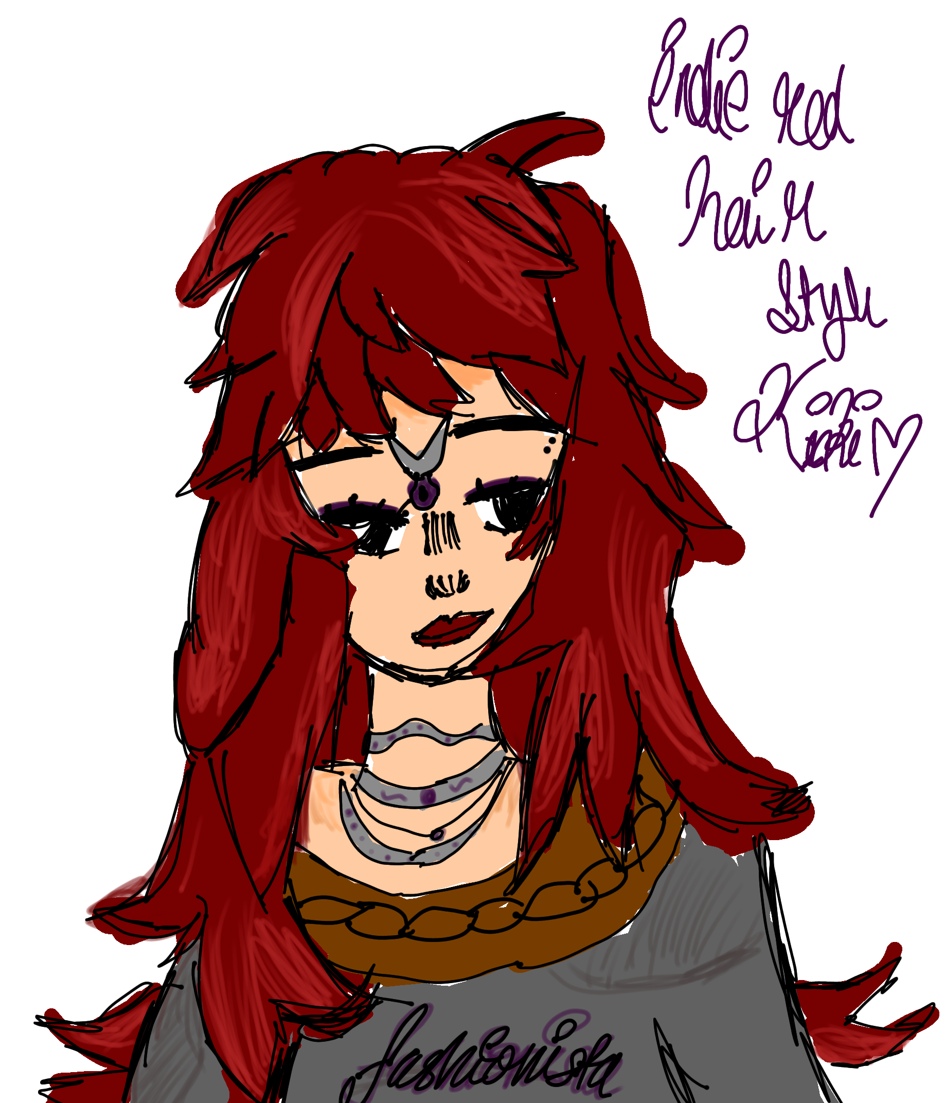 indie red hair style - ibisPaint