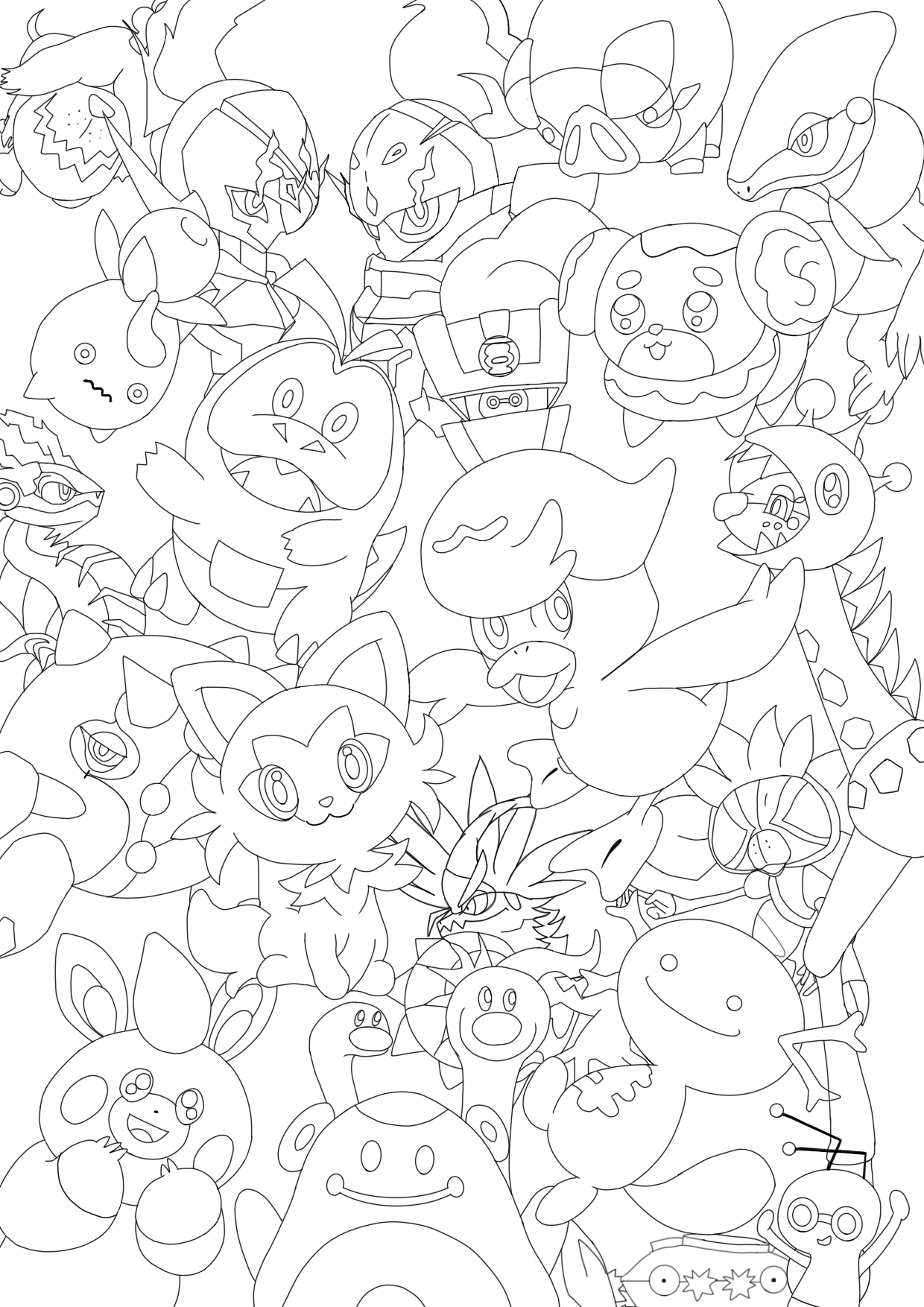 ポケモンSV大集合：線画 - ibisPaint
