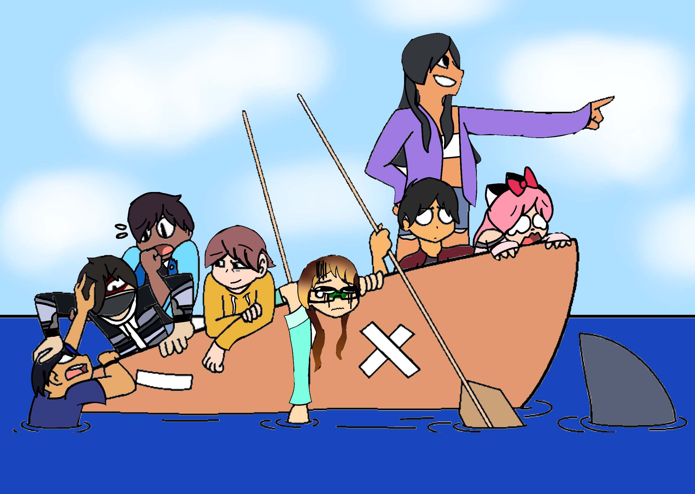 Aphmau and friends stuck on a boat- - ibisPaint