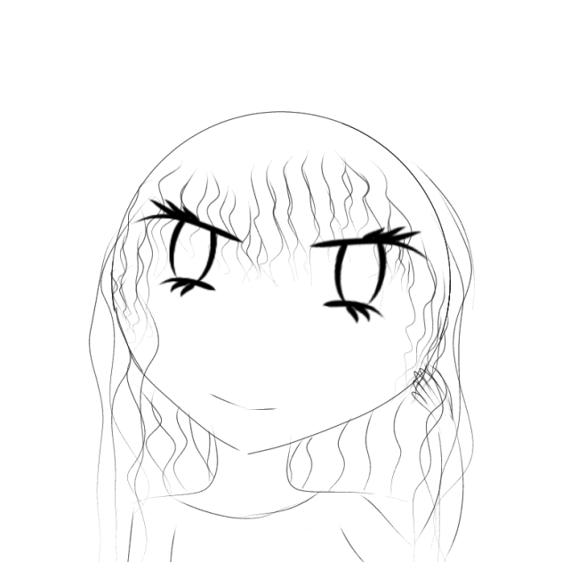 curly hair line art - ibisPaint