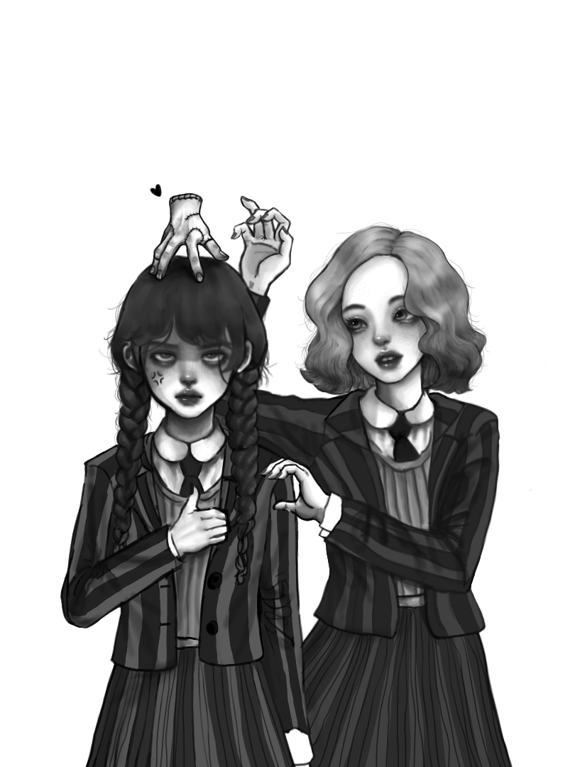 Wednesday Addams, Enid Sinclair, Thing🖤 - ibisPaint
