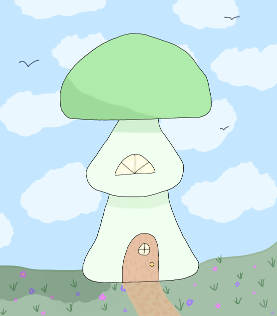 Two story shroom house (with background) - ibisPaint