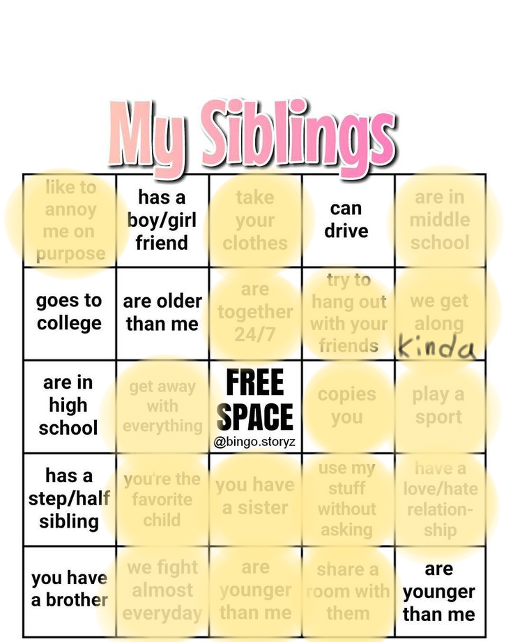My siblings bingo - ibisPaint
