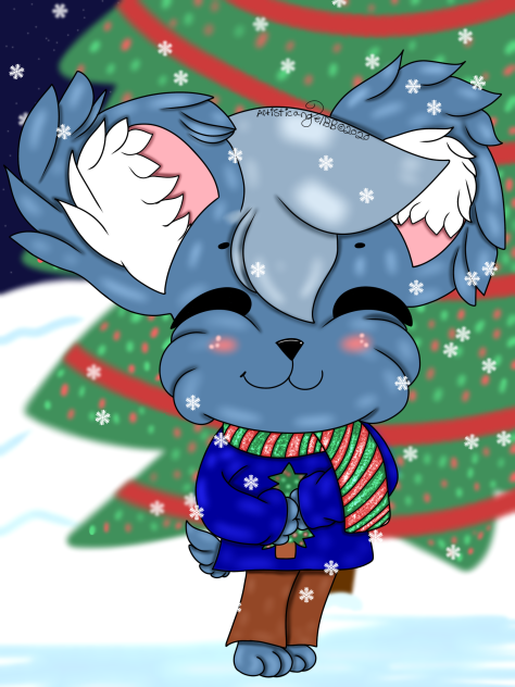 Blue Bear Wearing A Christmas Sweater - ibisPaint