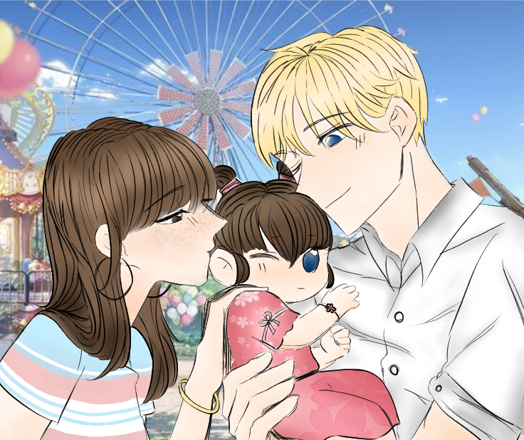 family memories in an amusement park - ibisPaint