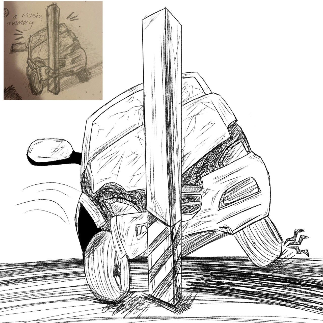 Crashed car - rough - ibisPaint