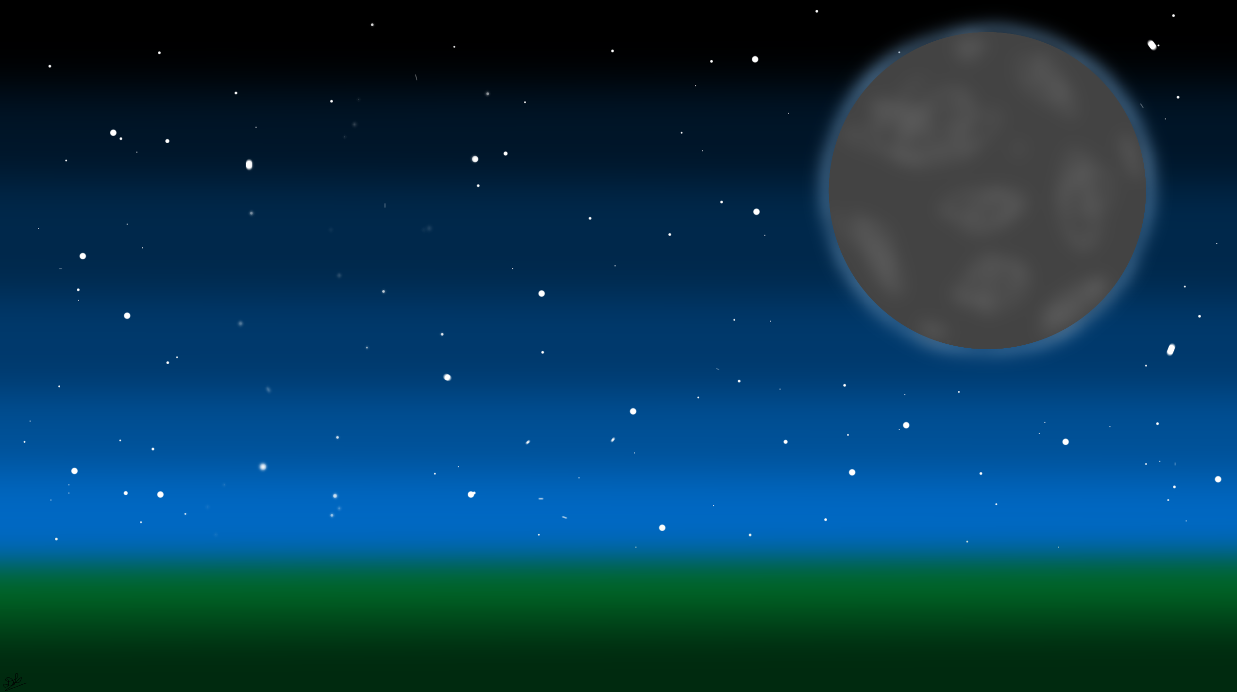 paysage sombre lune - ibisPaint