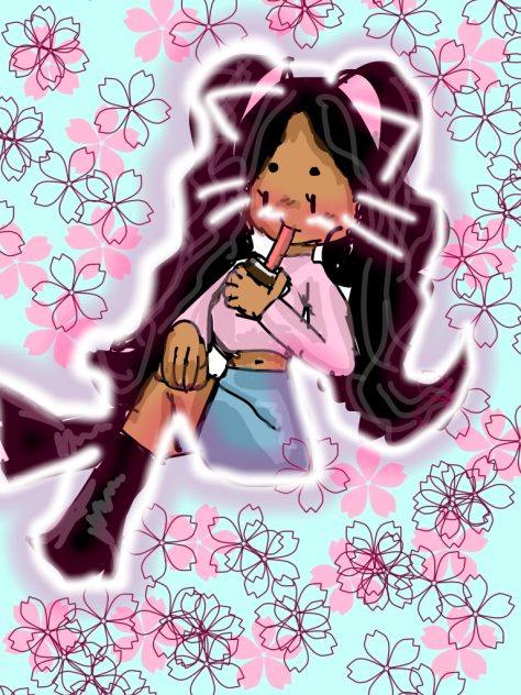 A girl drinking boba 🧋 - ibisPaint