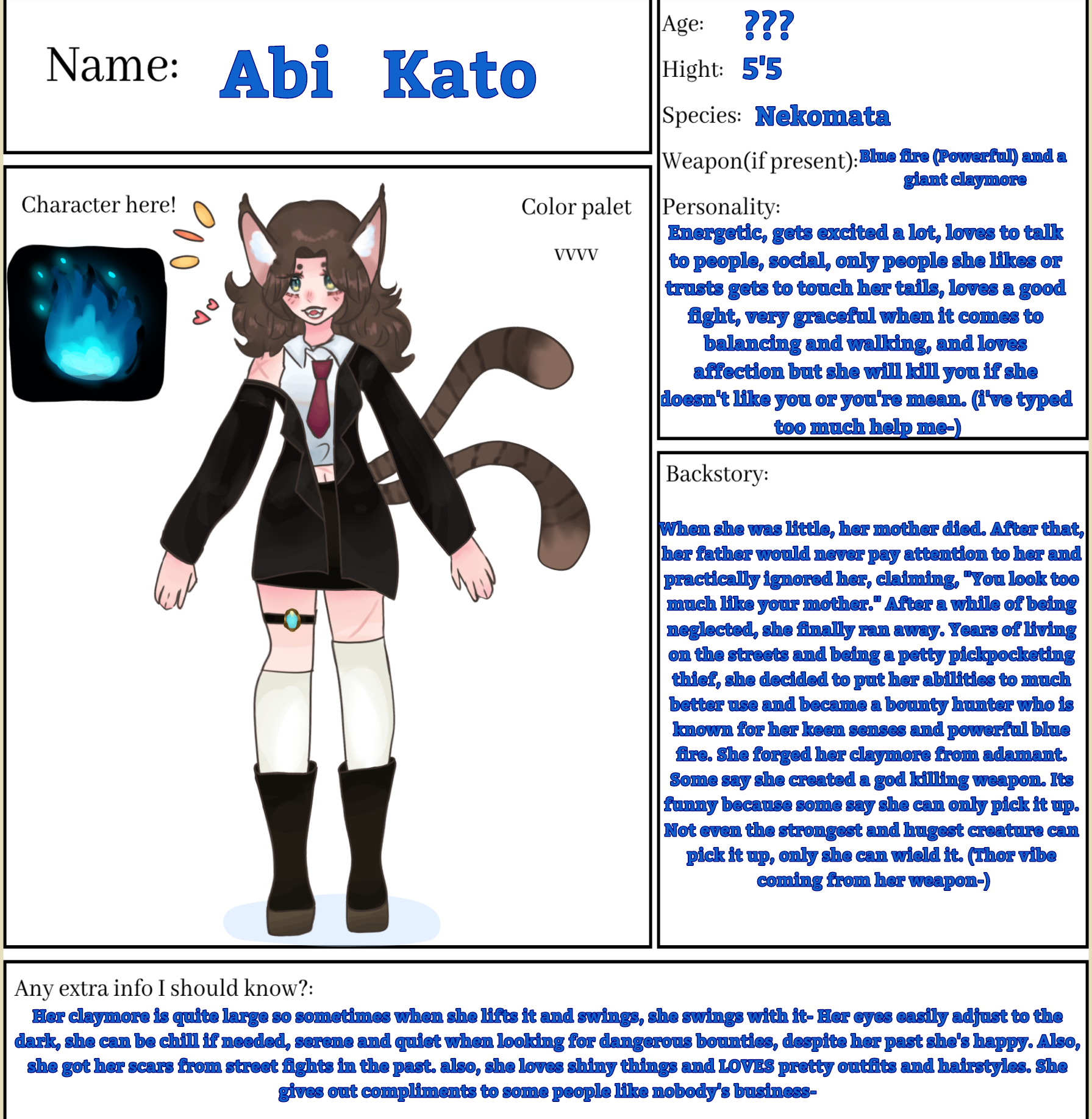 Lil' Kitty Cat And Blue Flames🩵💙🖤 - ibisPaint