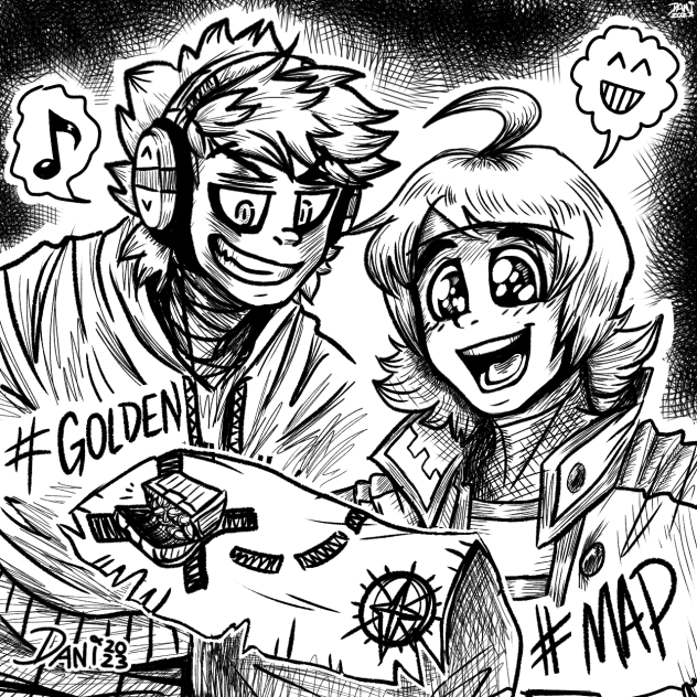 Inktober '23 - Golden & Map - ibisPaint
