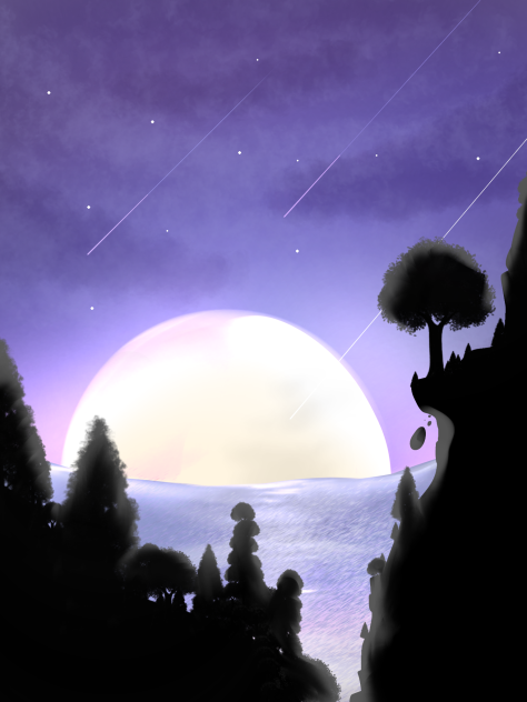 moon light ocean - ibisPaint