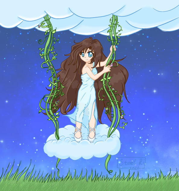 A girl on the swing - ibisPaint